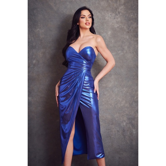 Dresses | Metallic Strapless Midi Dress | Poshmark